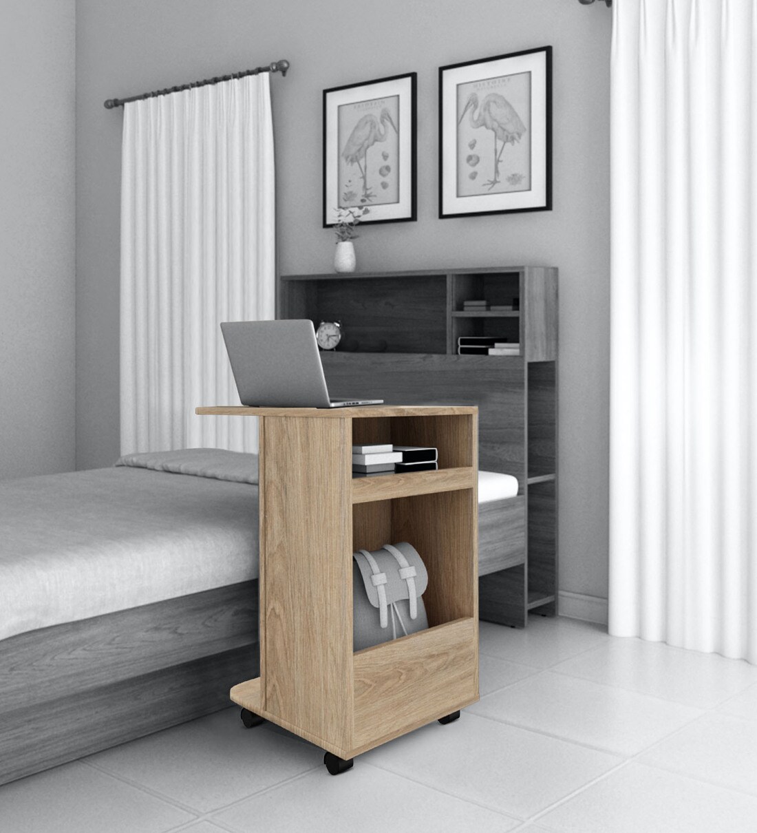 Buy Richie Laptop Table with wheels in French Oak Finish by Amazon Wood ...