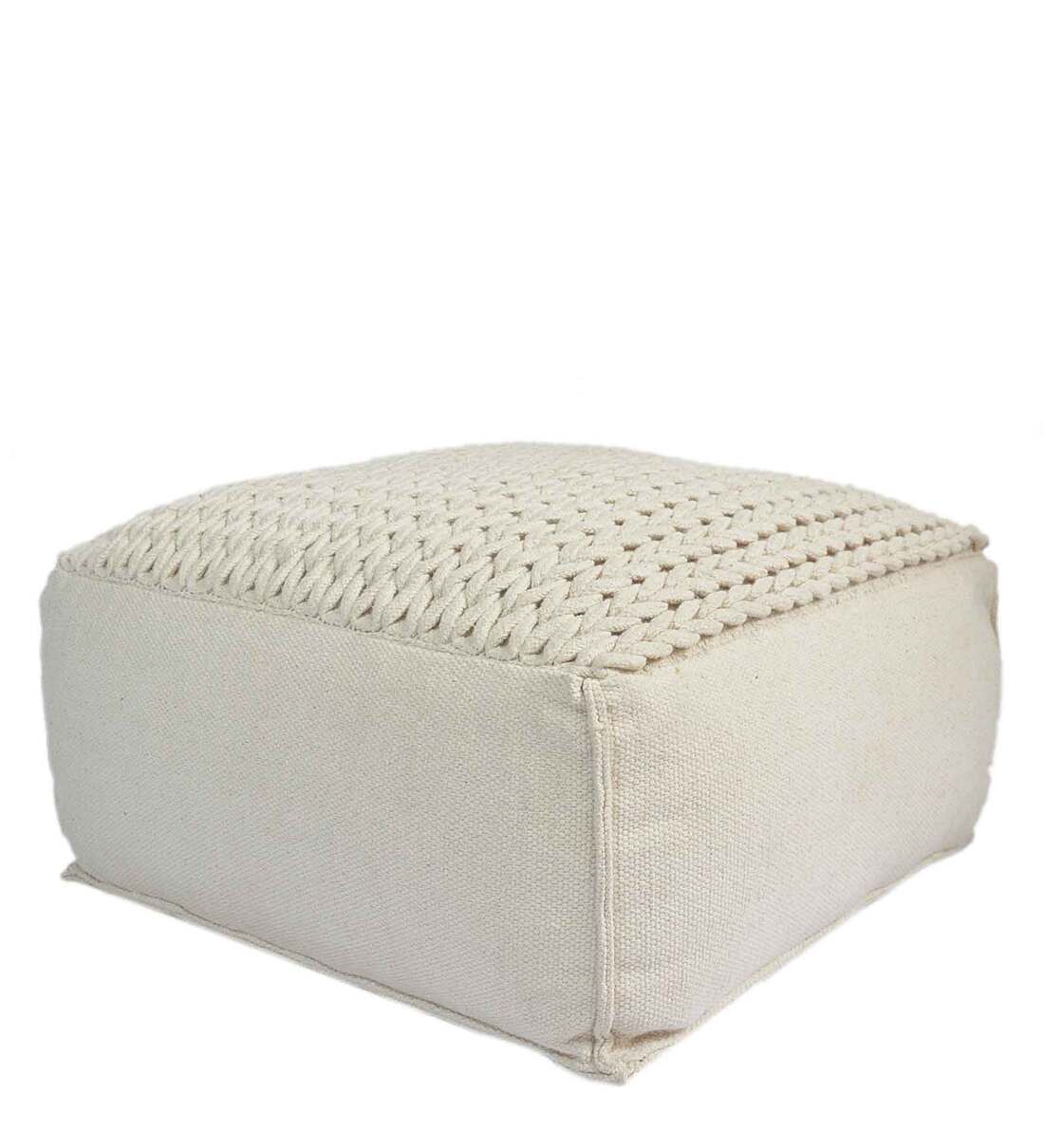 Buy Pouff Fabric Pouffe in White Colour Online - Pouffes - Pouffes ...