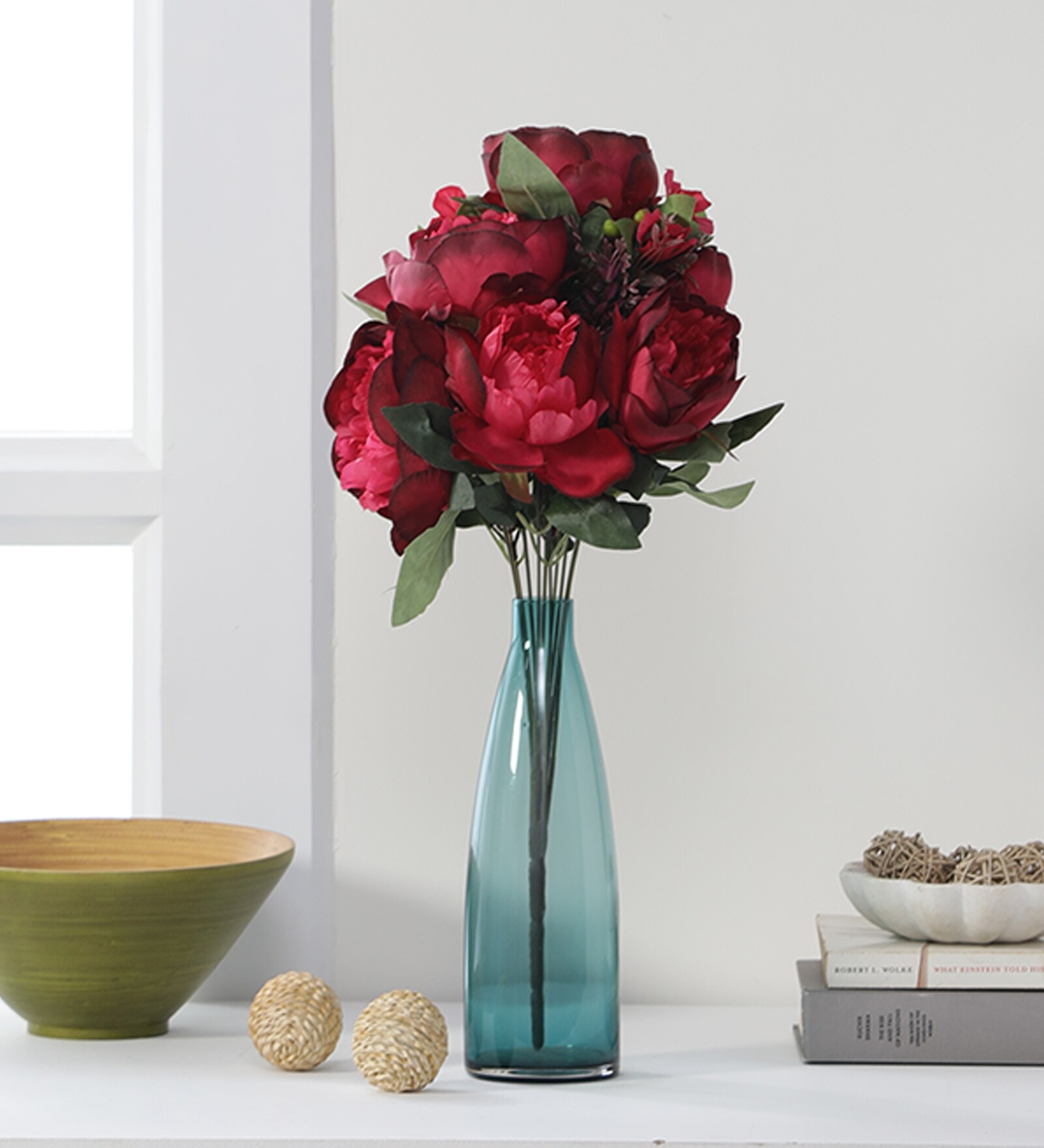 Buy Red Fabric Luxurious Peony Bunch Artificial Flowers Online ...