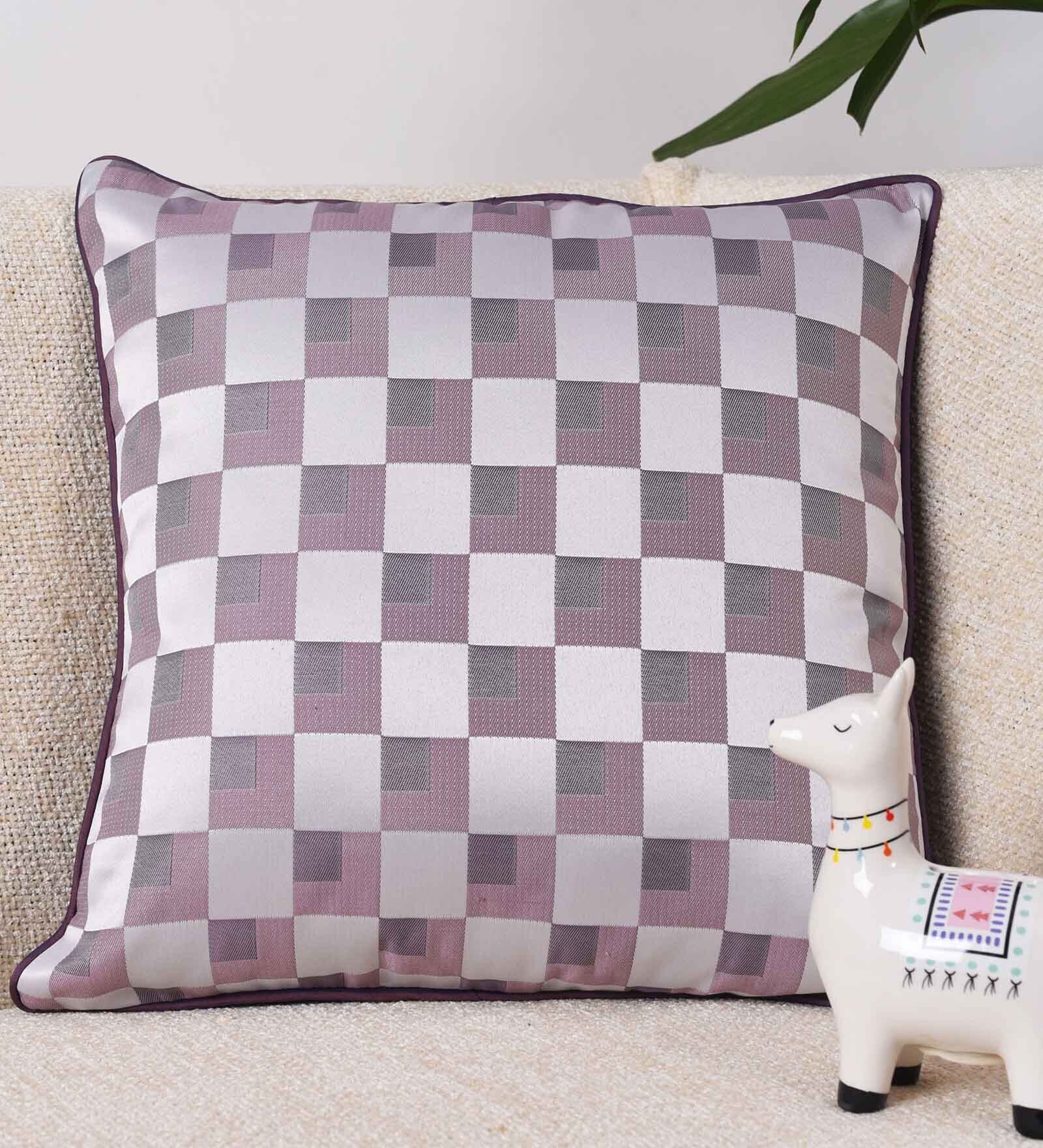 Buy Polyester 16 x 16 Inch 1 Cushion Cover in Purple Color by Decoghar ...