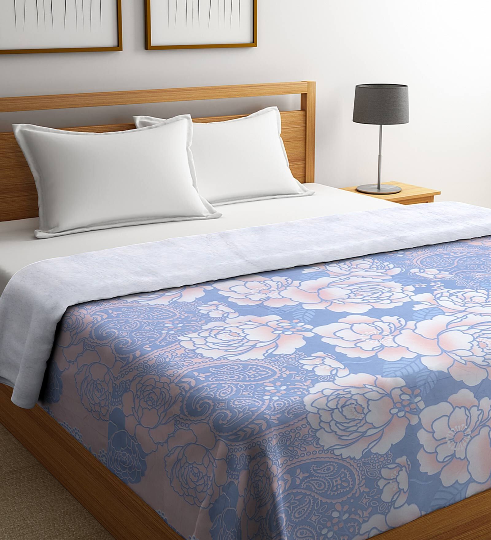 Buy Polyester 240 GSM AC Room Double Bed Comforter in Blue by Neudis at ...