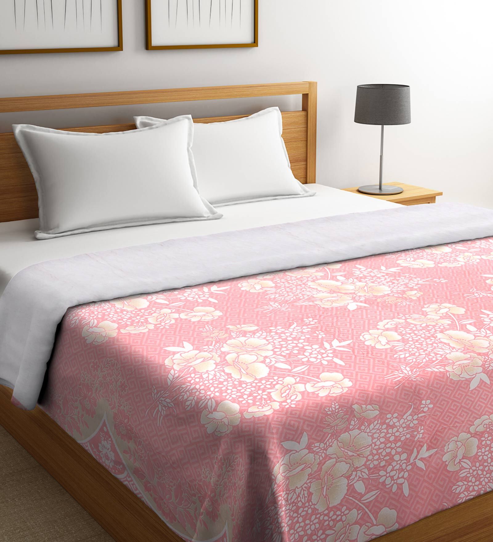 Buy Polyester 240 GSM AC Room Double Bed Comforter in Peach at 41% OFF ...