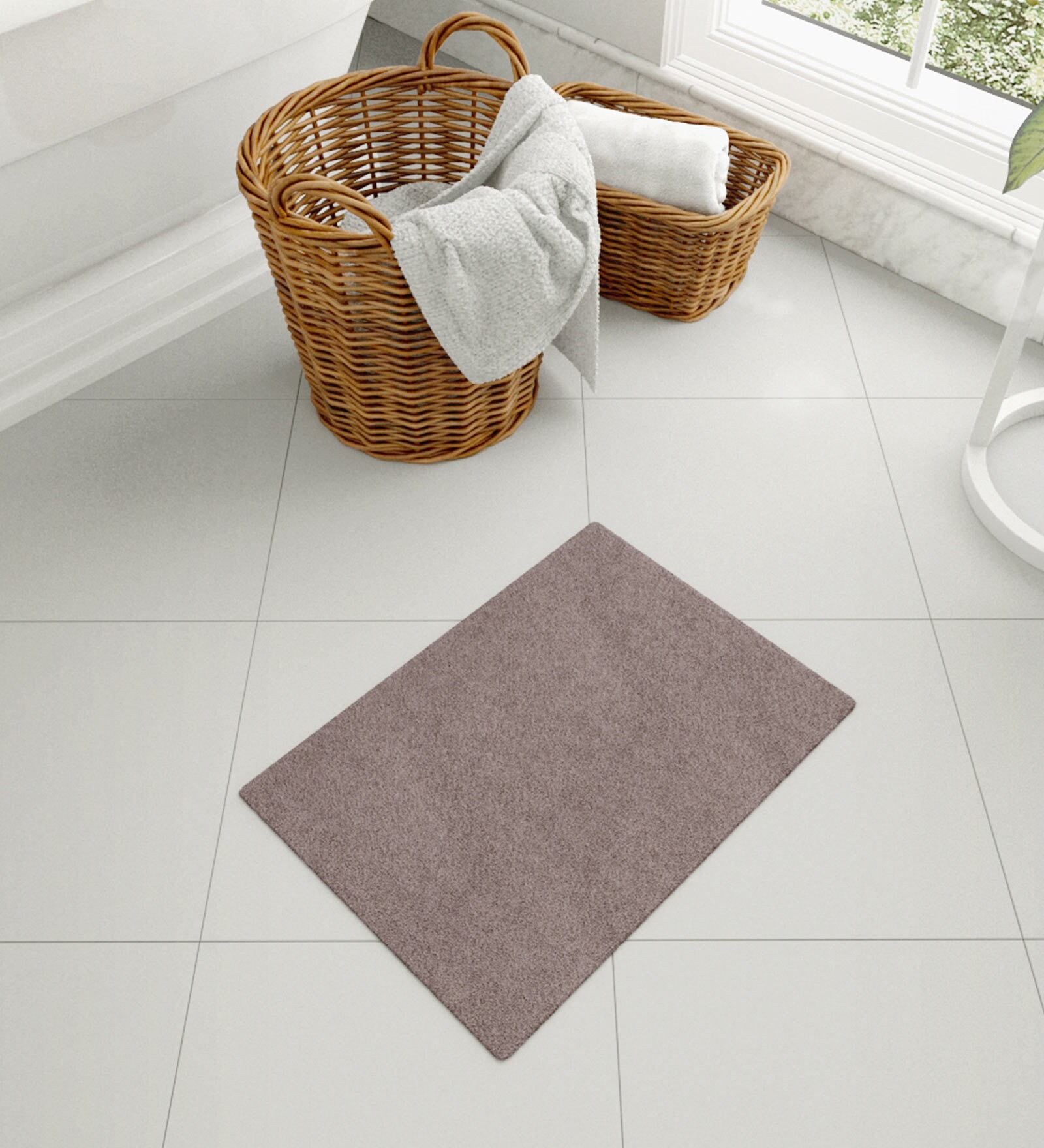 Buy Grey Polyester Plain Solid 24X16 Inches Antiskid Bath Mat by Mark ...