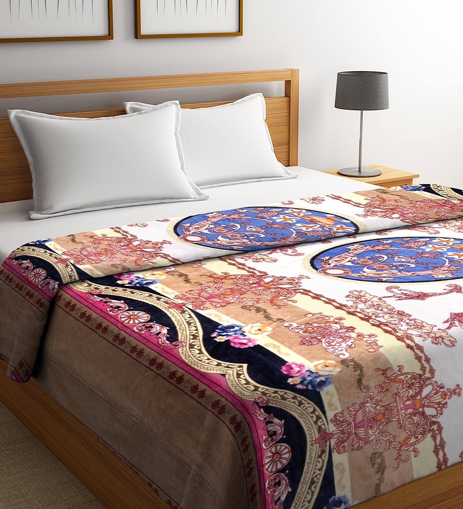 Buy Multicolour Polyester 230 GSM Double Bed AC Room Blanket by Neudis ...