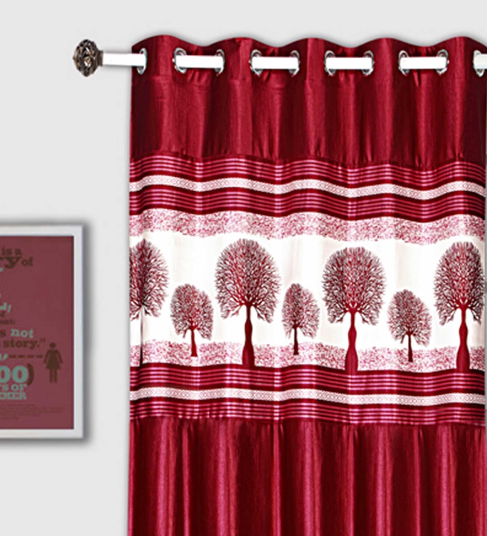 Buy Polyester Sheer 9 Feet Eyelet Window Curtain in Maroon Color at 44% ...