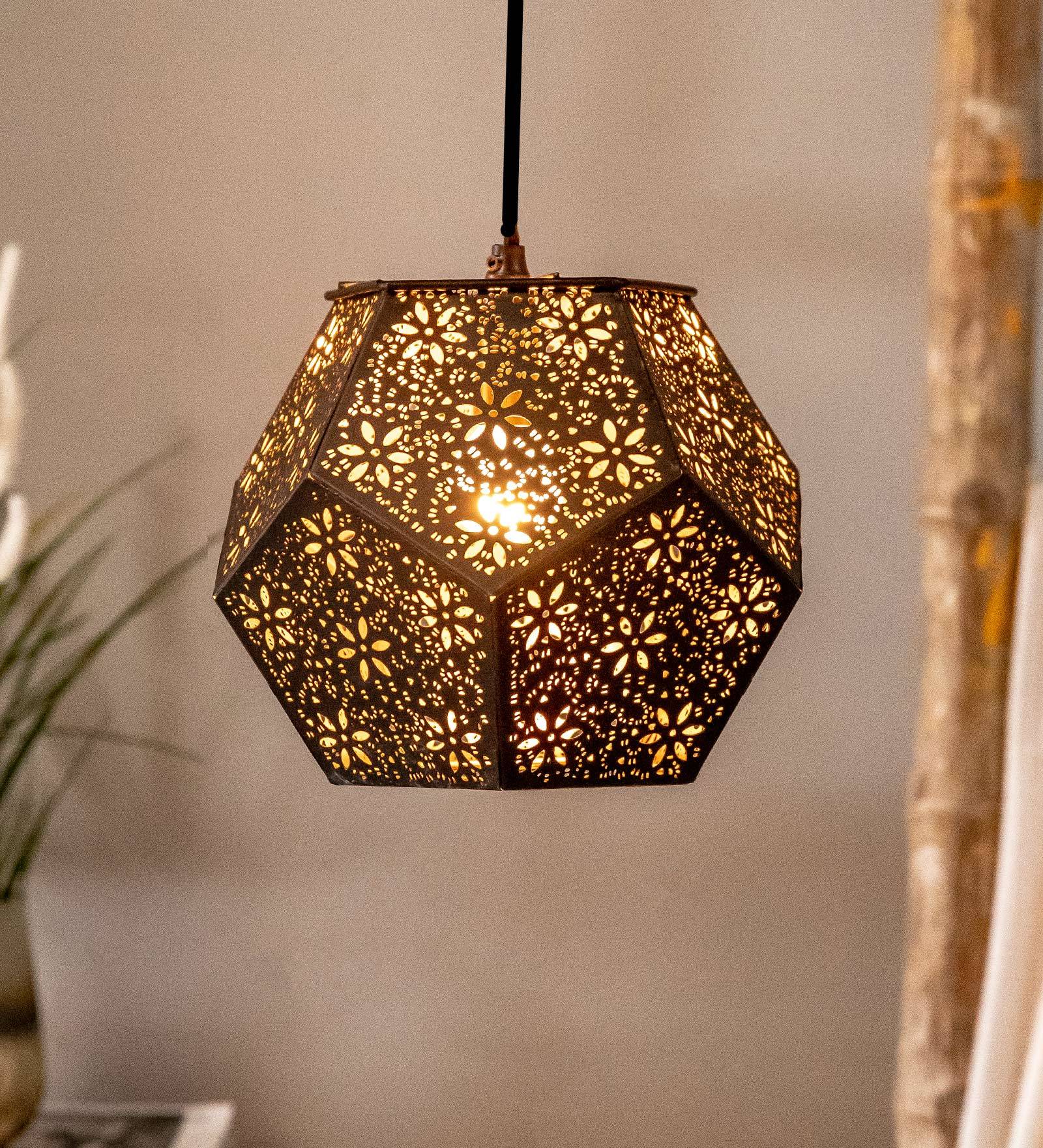 Buy Polyhedron Black And Gold Iron Single Hanging Light By Logam at 24% ...