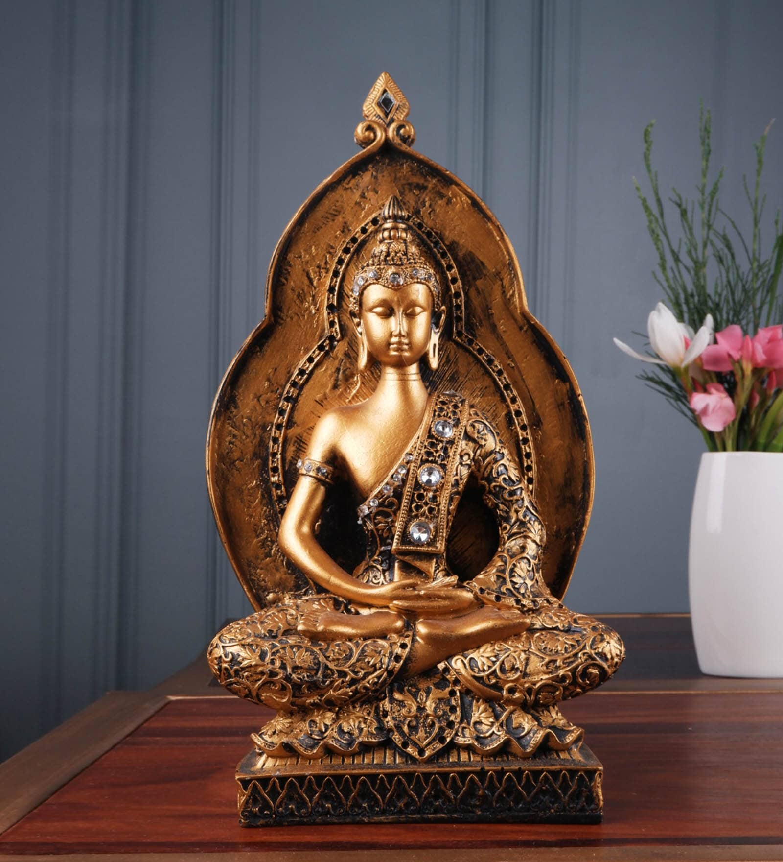 Buy Polyresin Meditating Buddha Figurine By White Ink Decor at 33% OFF ...