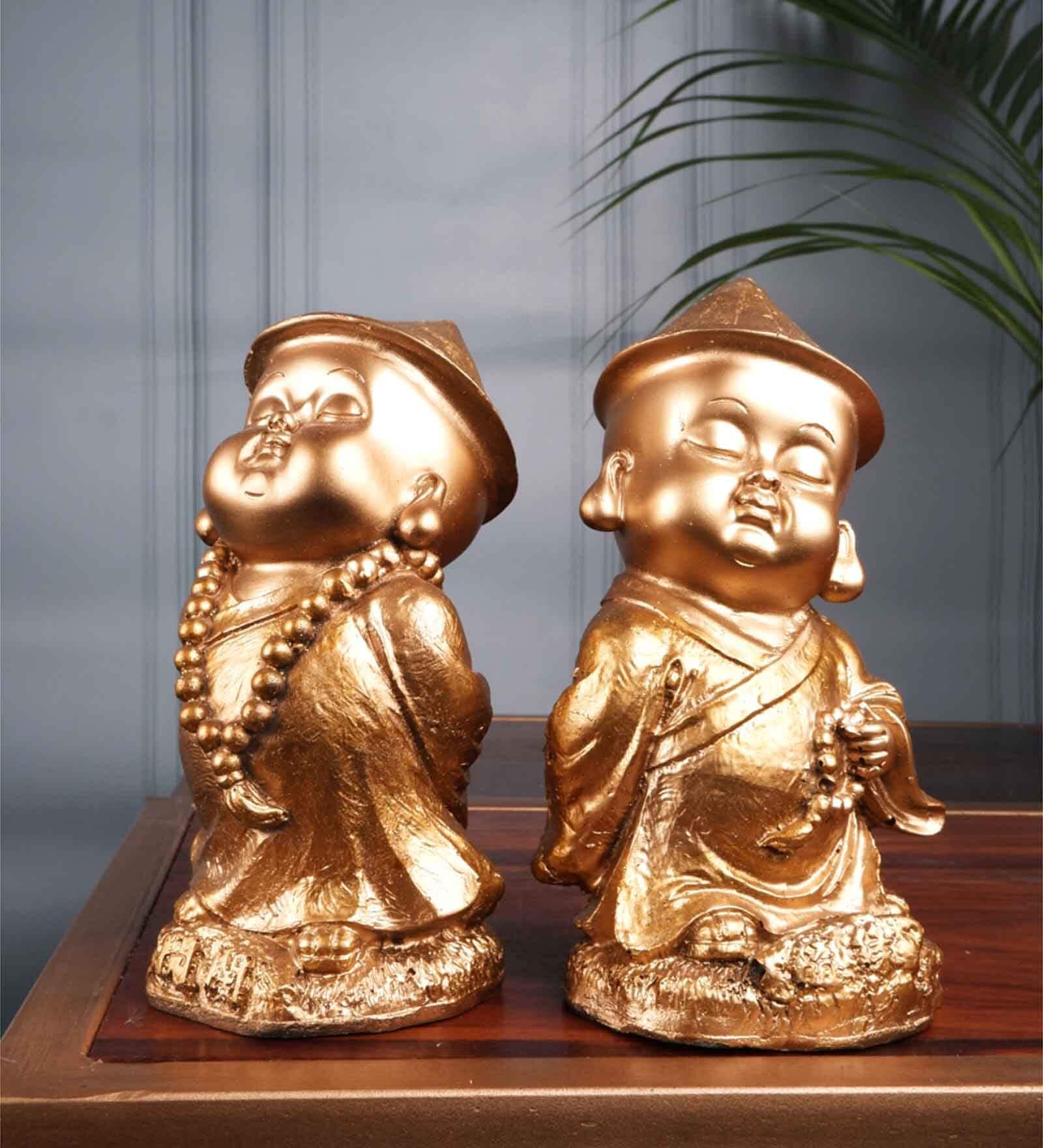Buy Polyresin Premium Monk Figurine Set Of Two By White Ink Decor at 33 ...