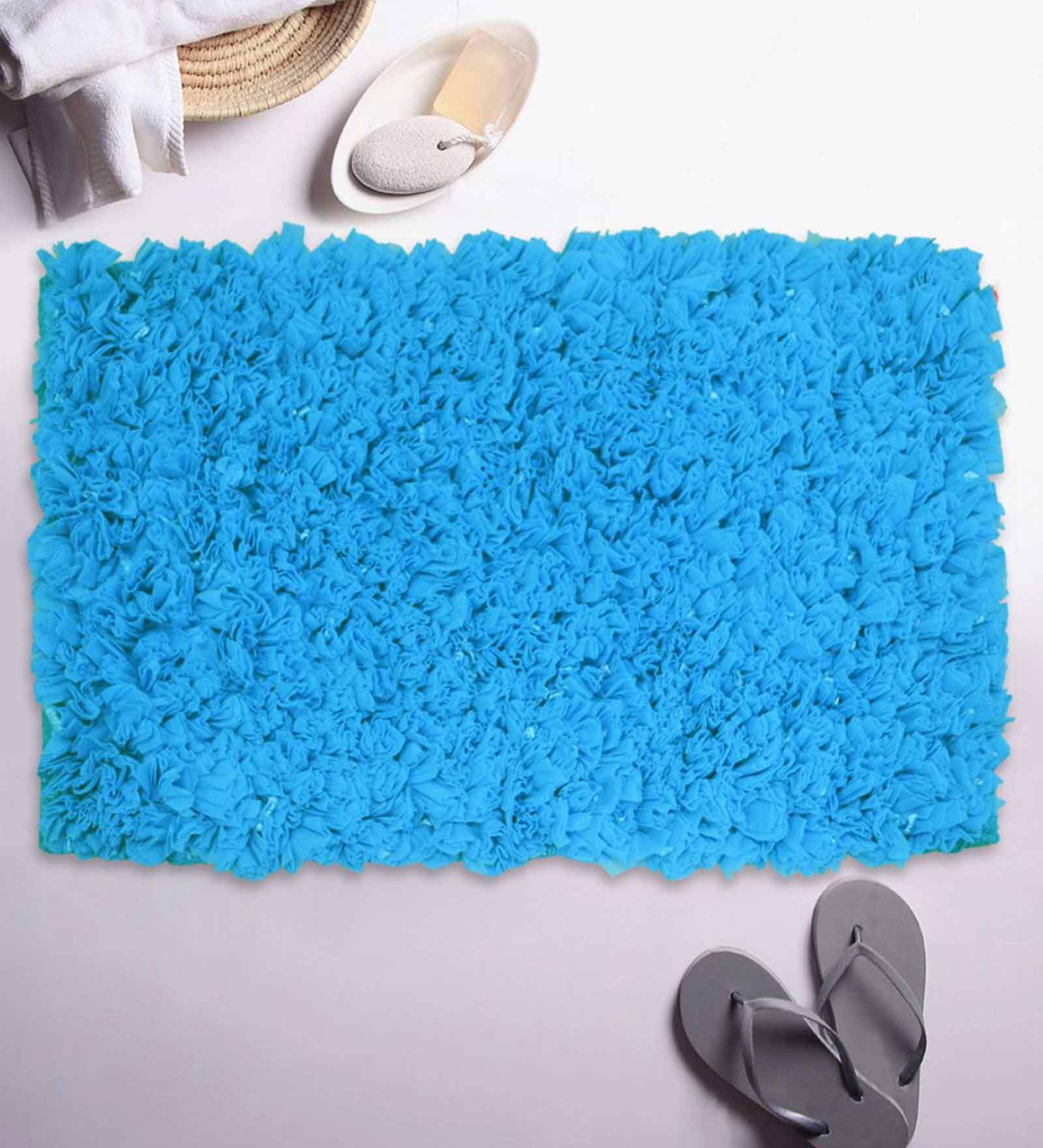 Buy Blue Solid Polyester 24x16 Inches Super Soft Bath Mat at 81% OFF by ...