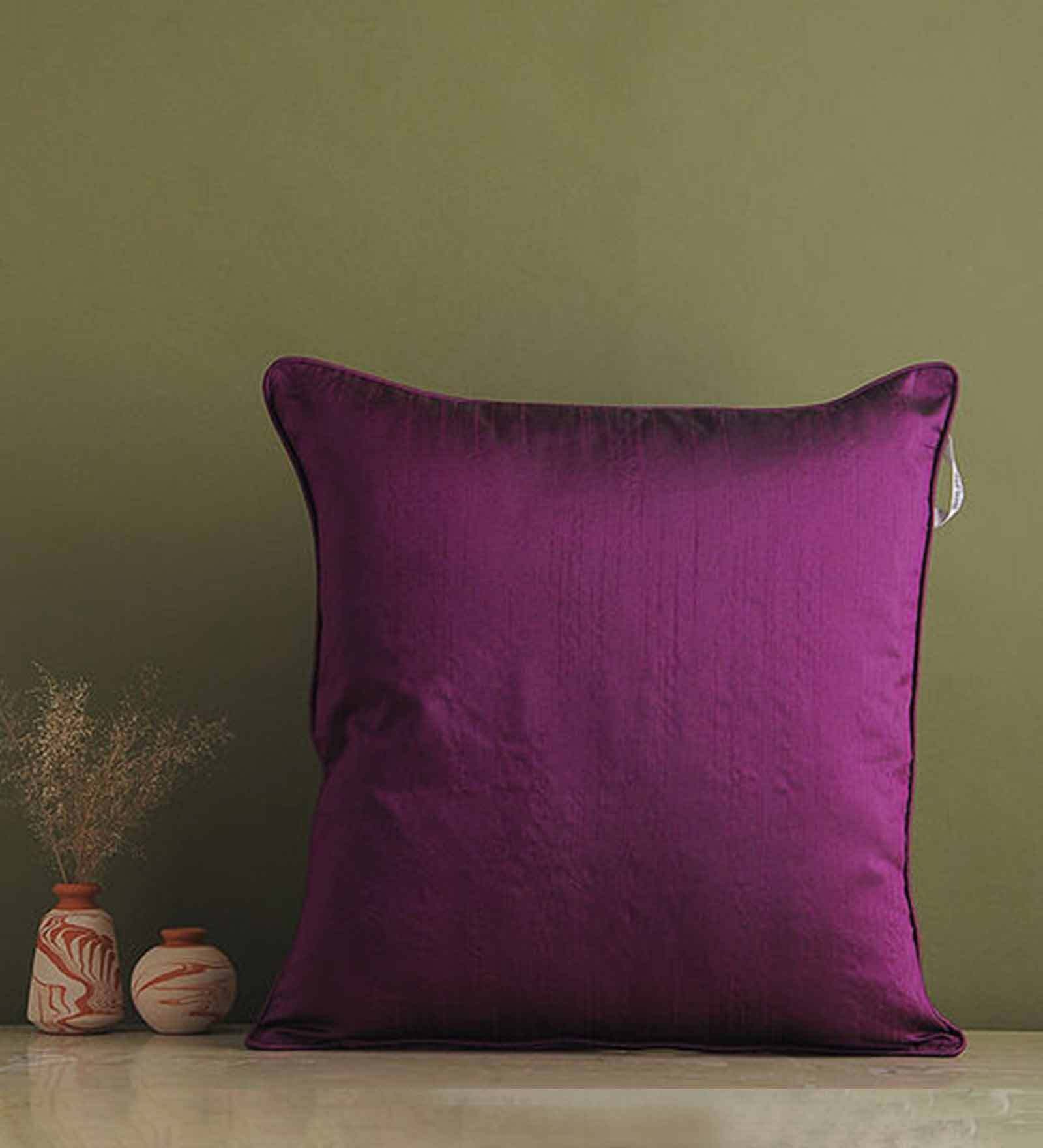 Buy Purple Polyester Solid 16x16 inches Cushion Covers (1Pc) by INIHOM ...