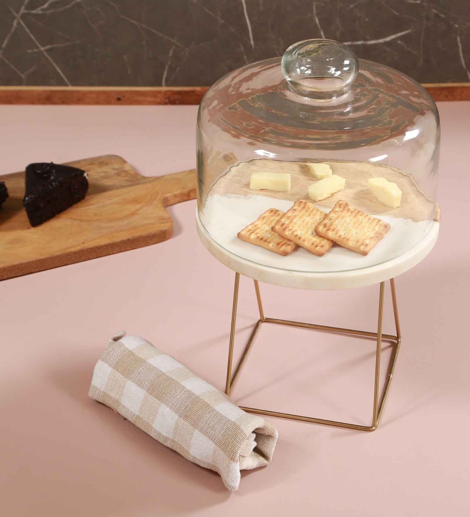 Buy Reflections Natural White Marble wood & iron 3 Pcs Cake Stand with ...