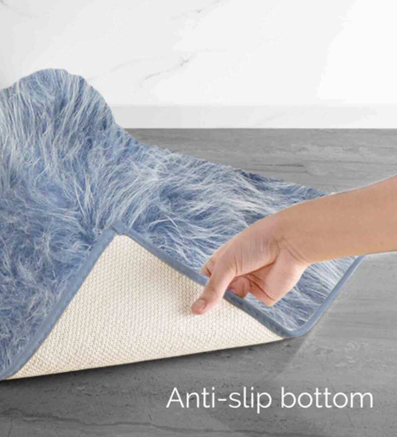 Buy Polyster 24 x 16 Inches Mat in Blue Color by Luxe Home ...