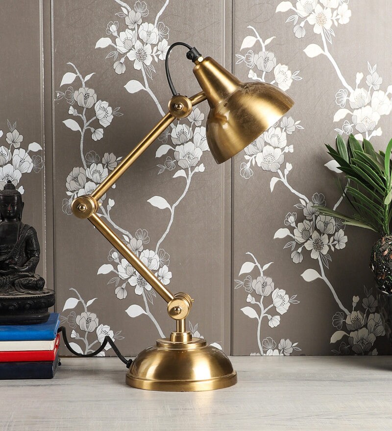 Buy Ciaro Gold Adjustable Study Lamp With Iron Base By Decor de Maison ...