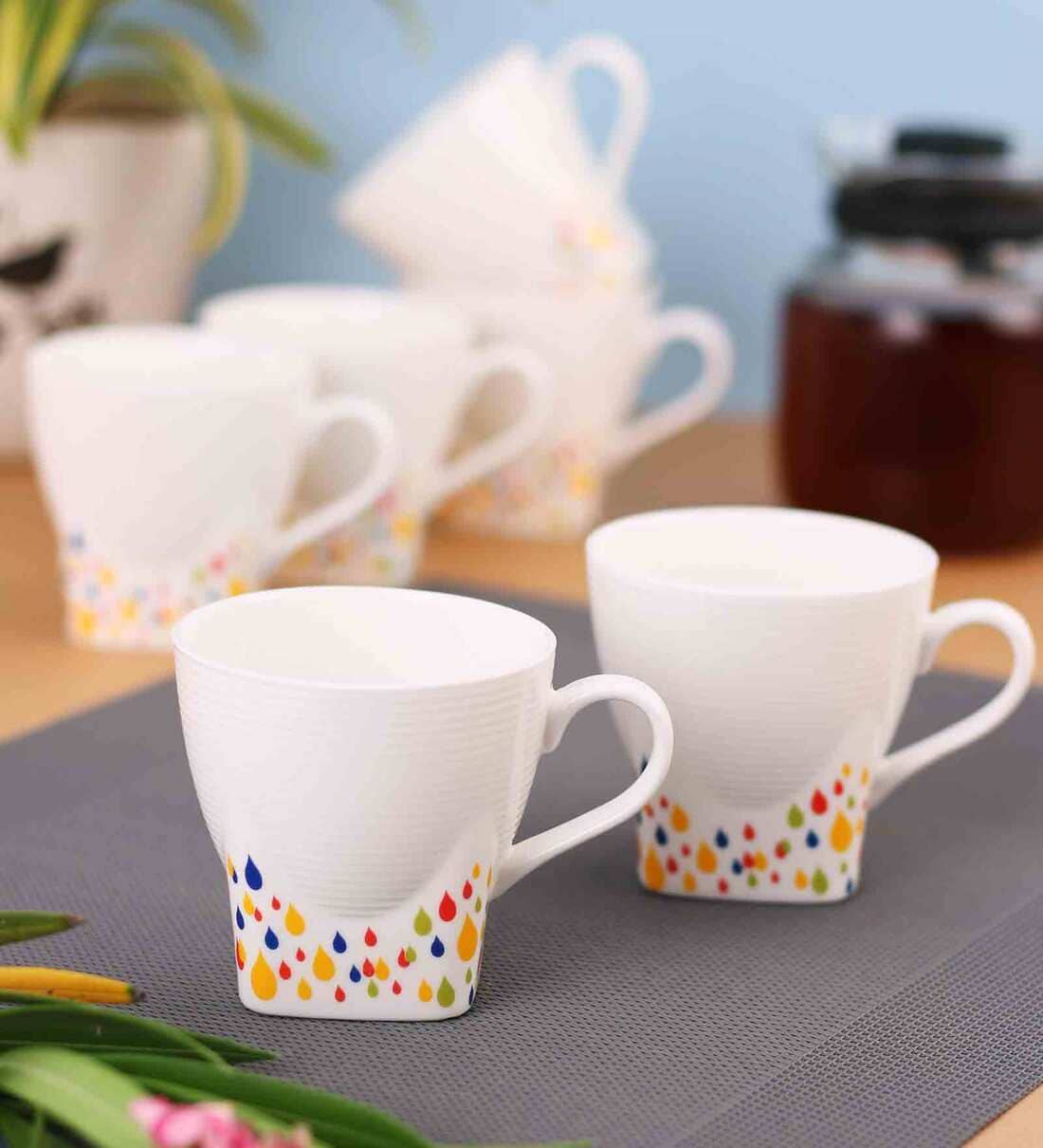 Buy Premium 180ml White Ceramic (Set of 6) Tea Cup at 17% OFF by Clay ...