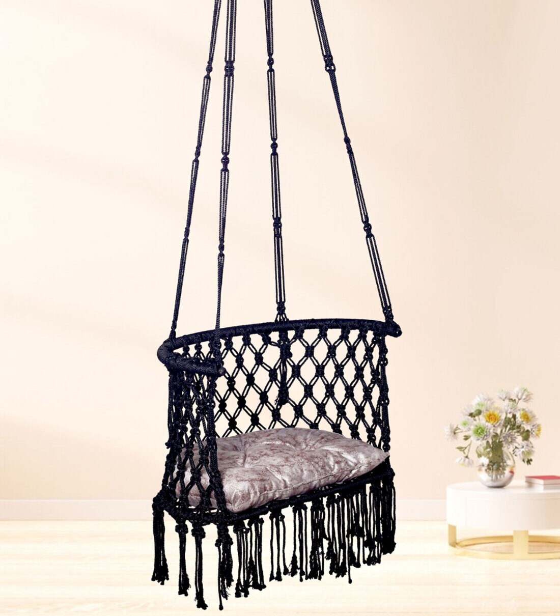 Buy Premium Mini Fabric Swing in Black & Silver Colour at 12% OFF by ...