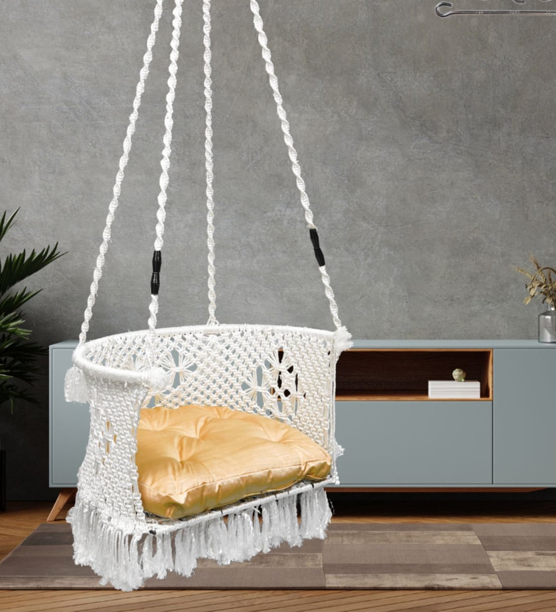 Buy Premium Polyester Swing in White & Golden Colour at 100% OFF by ...