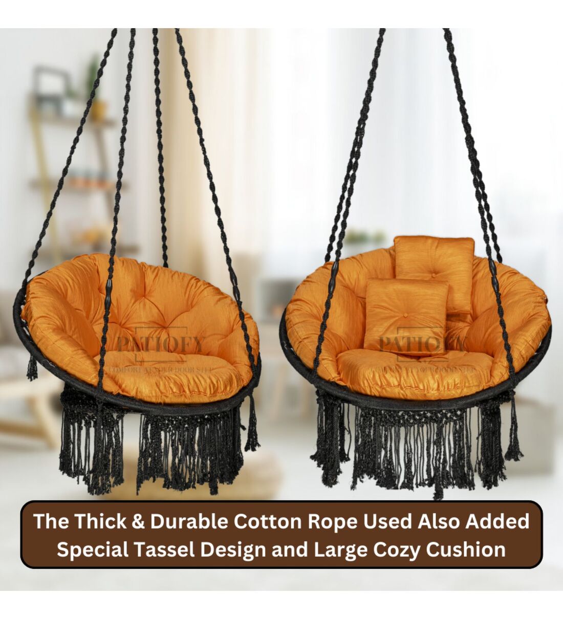 Buy Premium Single Seater Swing Chair With Cushion In Black Colour By ...