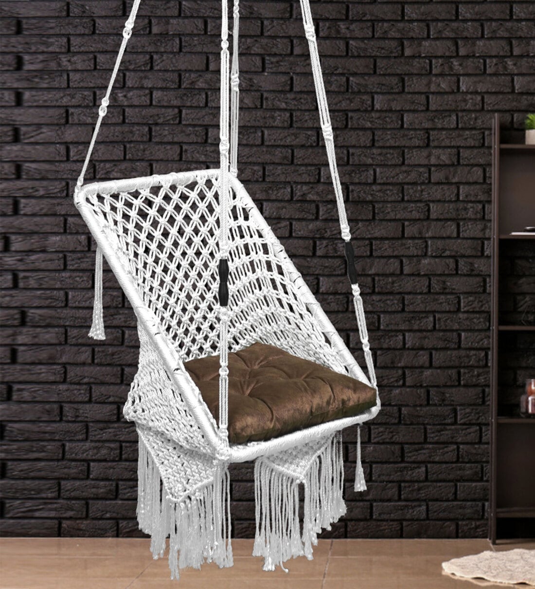 Buy Premium Mini Fabric Swing in White & Brown Colour at 11% OFF by ...