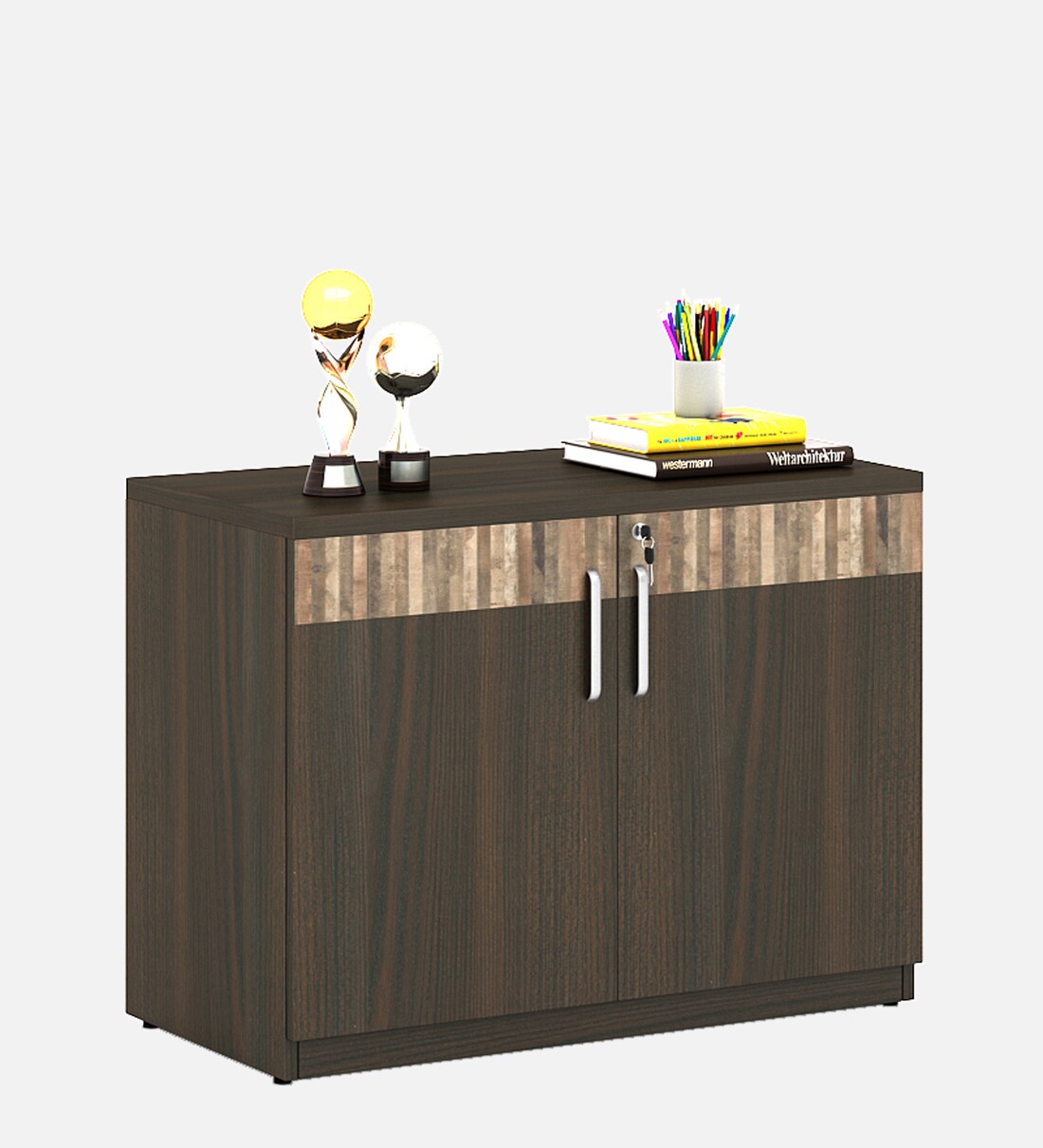 Buy Prestige Low Height File Cabinet in Fumed Oak Finish with Lock by ...