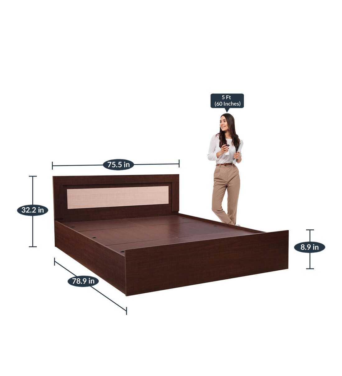 Buy Primus King Size Bed in Dark Choco Finish with Box Storage Online ...