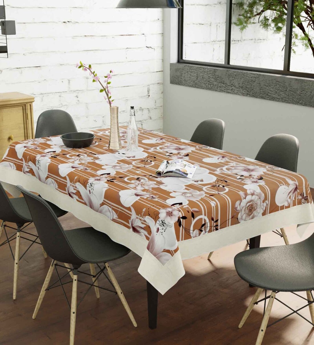 Buy Printed Brown PVC 90 X 60 Inch Table Cloth by Clasiko at 62% OFF by ...