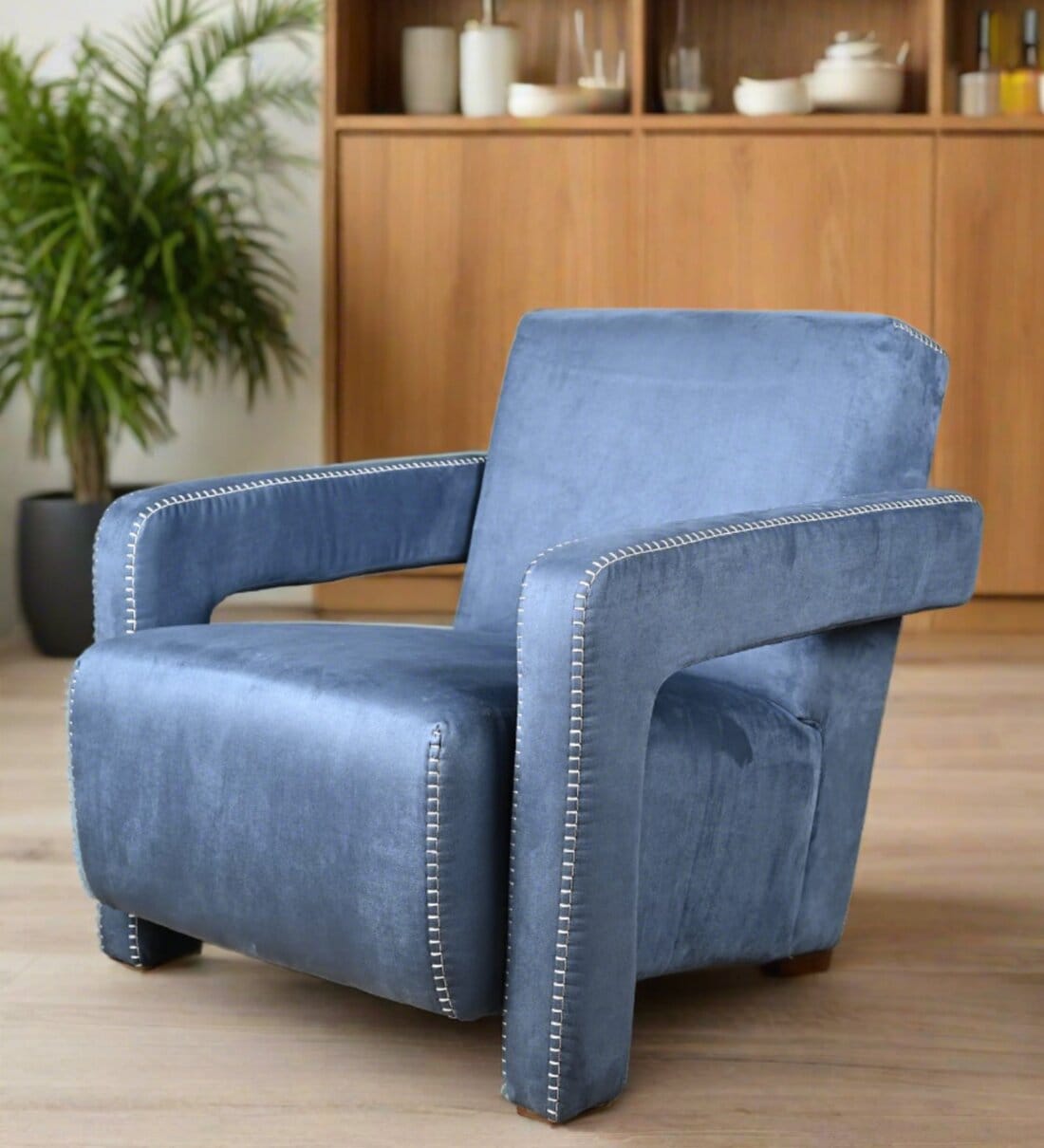 Buy Prism Fabric Lounge Chair In Blue Colour at 100% OFF by The Golden ...