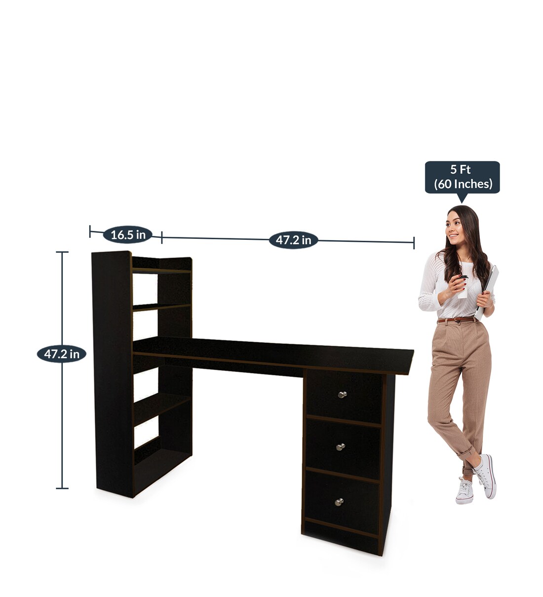 Buy Professor Writing Table in Oak Brown Finish Online - Modern Writing ...