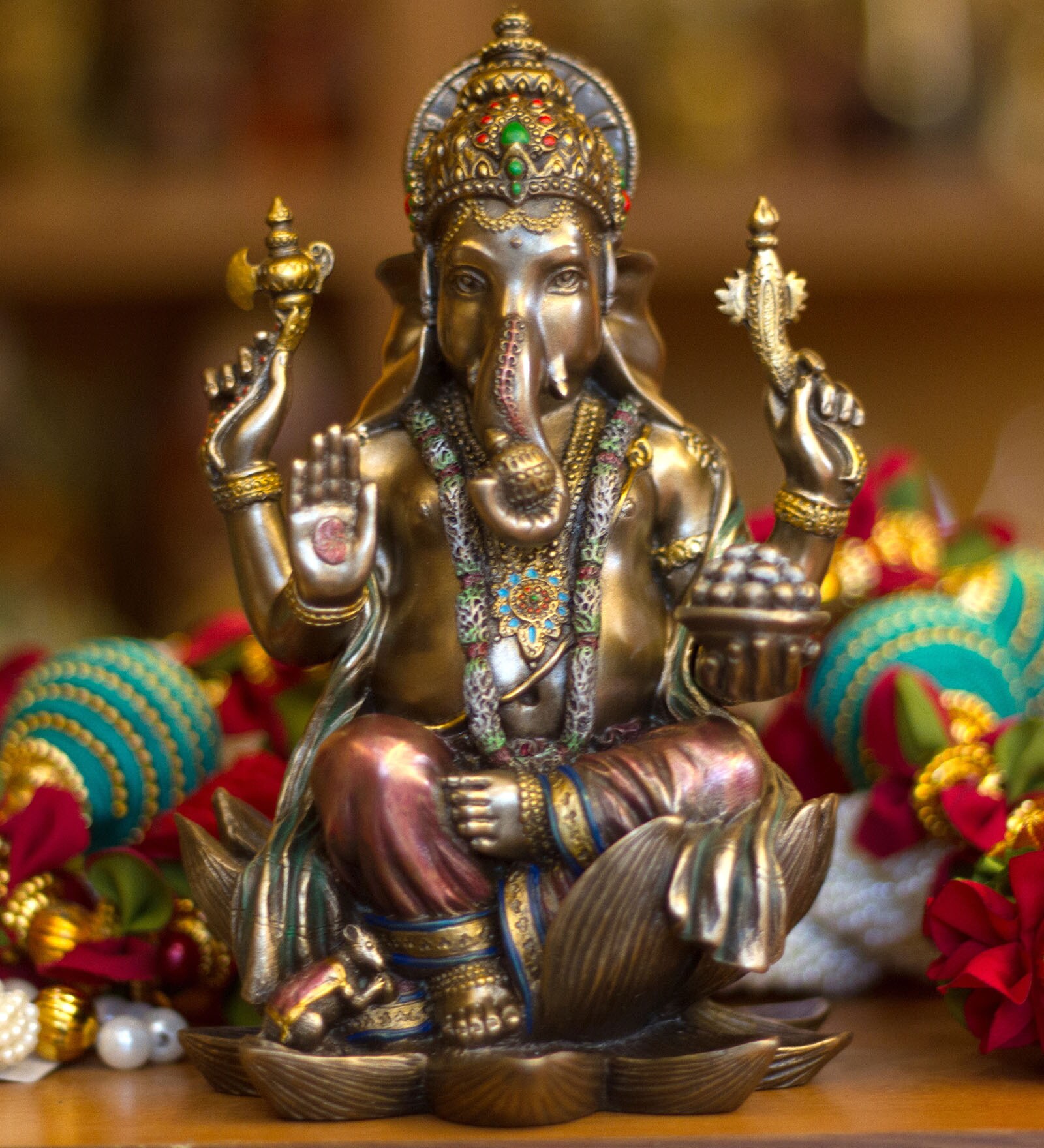 Buy Prachin Art and Crafts Multicolor Porcelain Ganesha Sitting Lotus ...