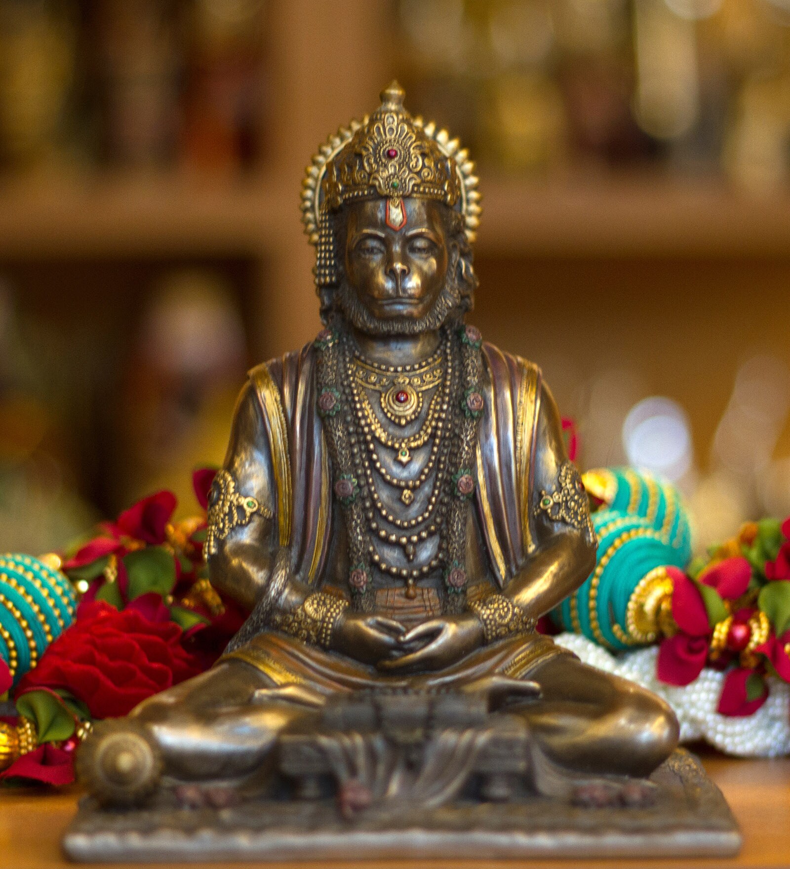 Buy Prachin Arts and Crafts Hanuman Sitting Multicolored Porcelain ...