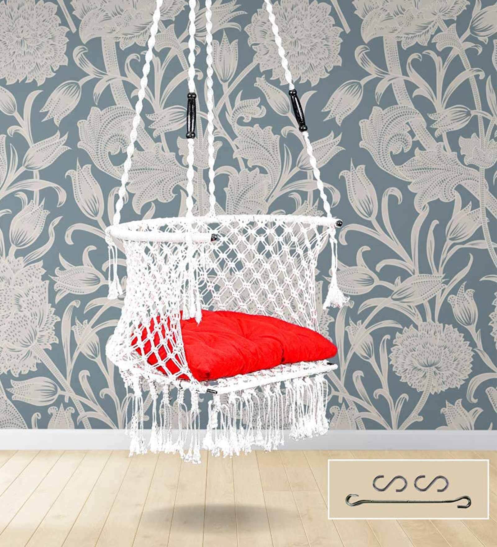 Buy Premium C shape Fabric Swing in White & Red Colour at 4% OFF by ...