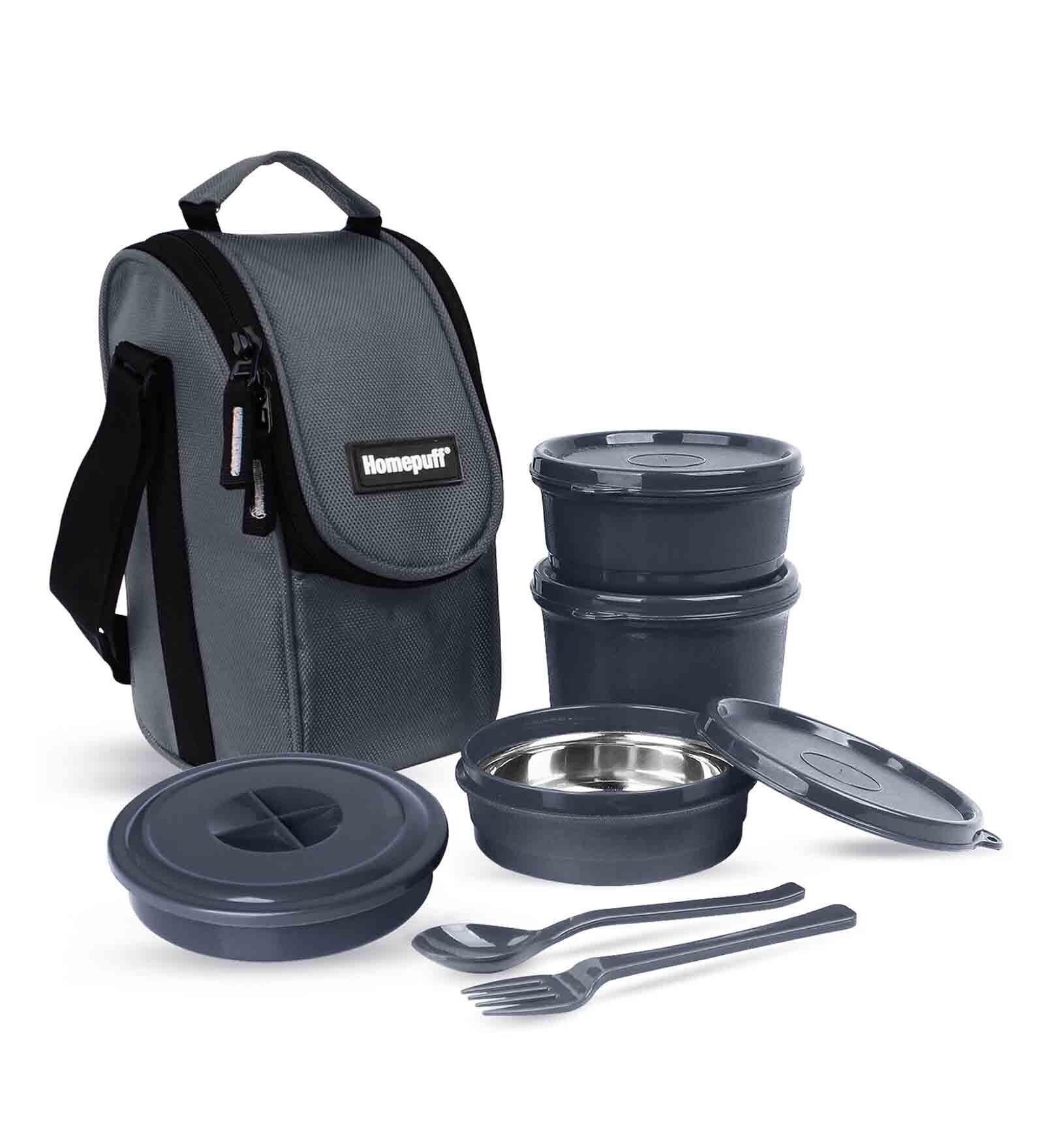 Buy Premium Grey Stainless Steel Lunch Box (Set of 4) by Homepuff at 62 ...
