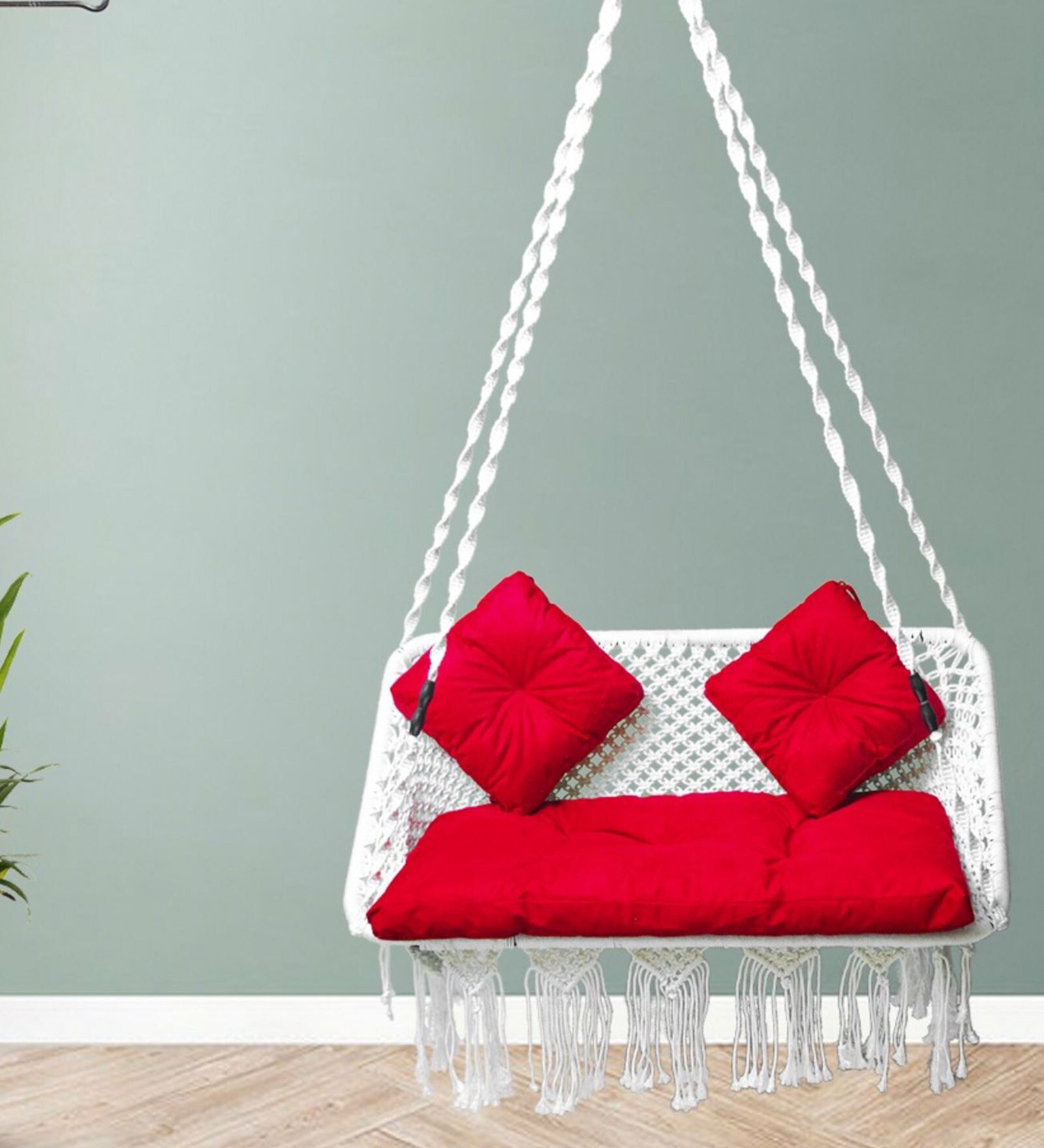 Buy Premium Polyester Swings in Red & White Colour at 100% OFF by Patiofy | Pepperfry