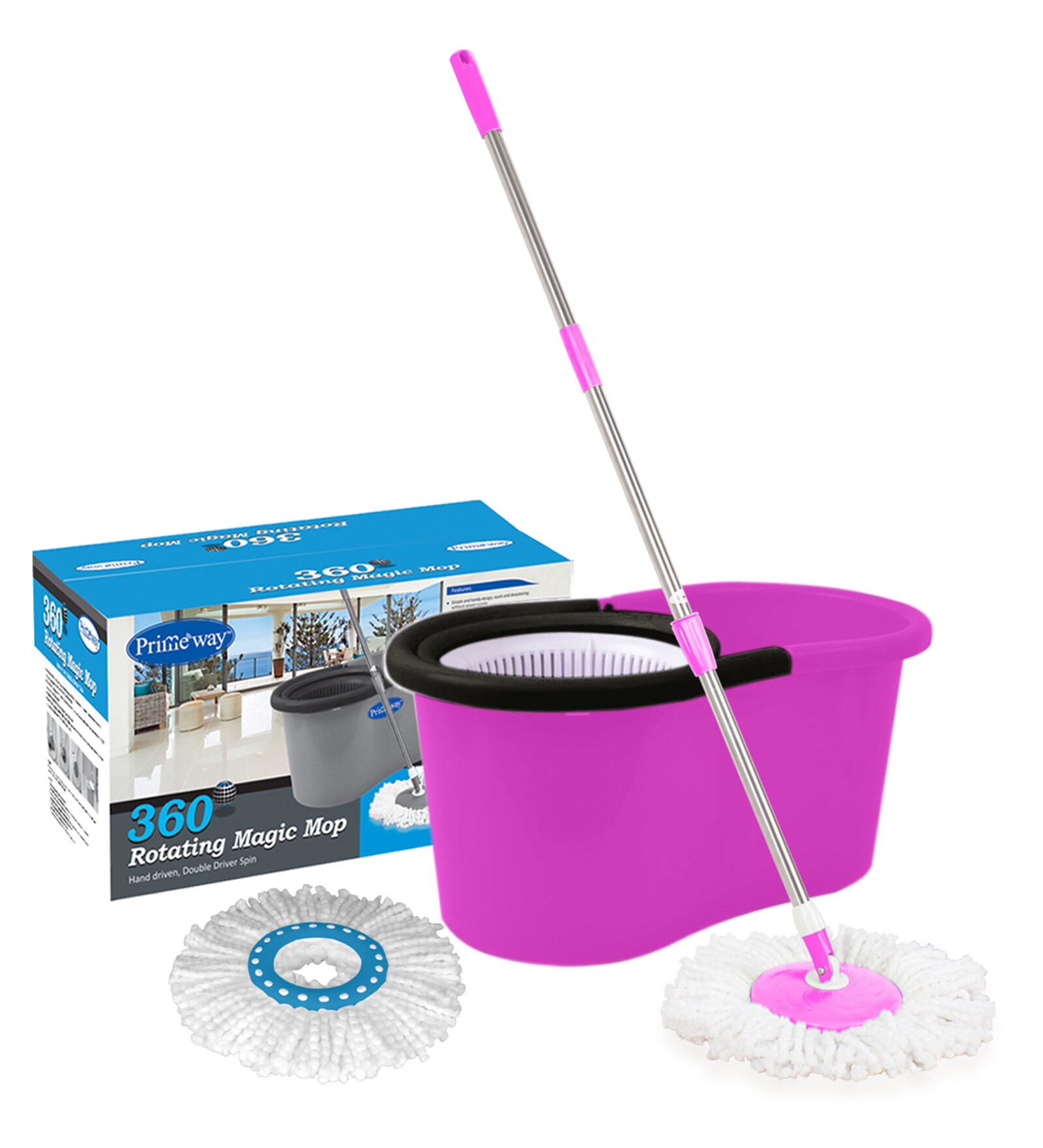 Buy Primeway Pink 360 Degree Rotating Magic Spin Mop & Bucket with ...