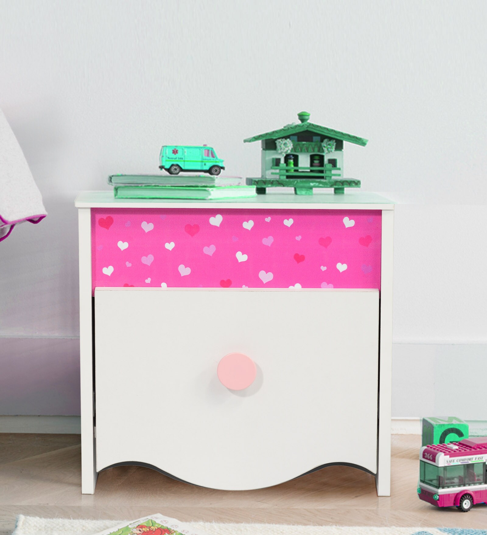 Buy Princess Kids Bedside Table in White & Pink Finish at 72% OFF by ...