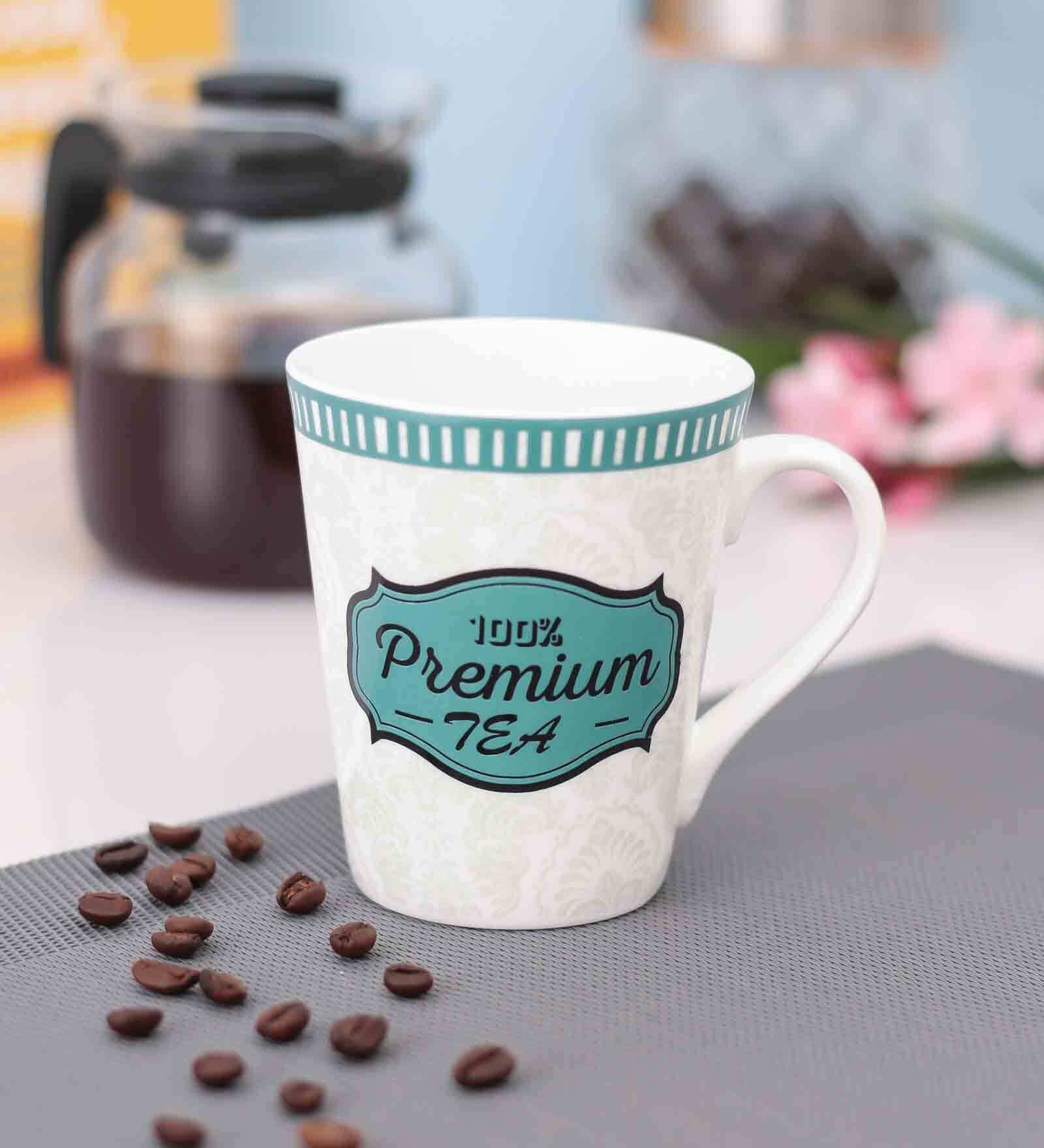 Buy Printed 320ml White & Blue Ceramic (Set of 2) Coffee Mug at 22% OFF by Clay Craft | Pepperfry