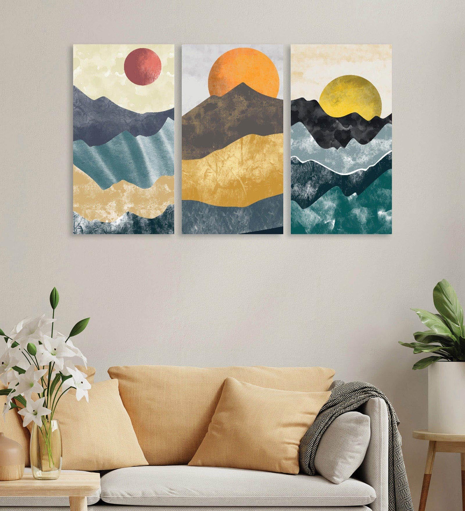 Buy Beautify Multicolour Canvas Framed Art Panels Set of 3 at 70% OFF ...