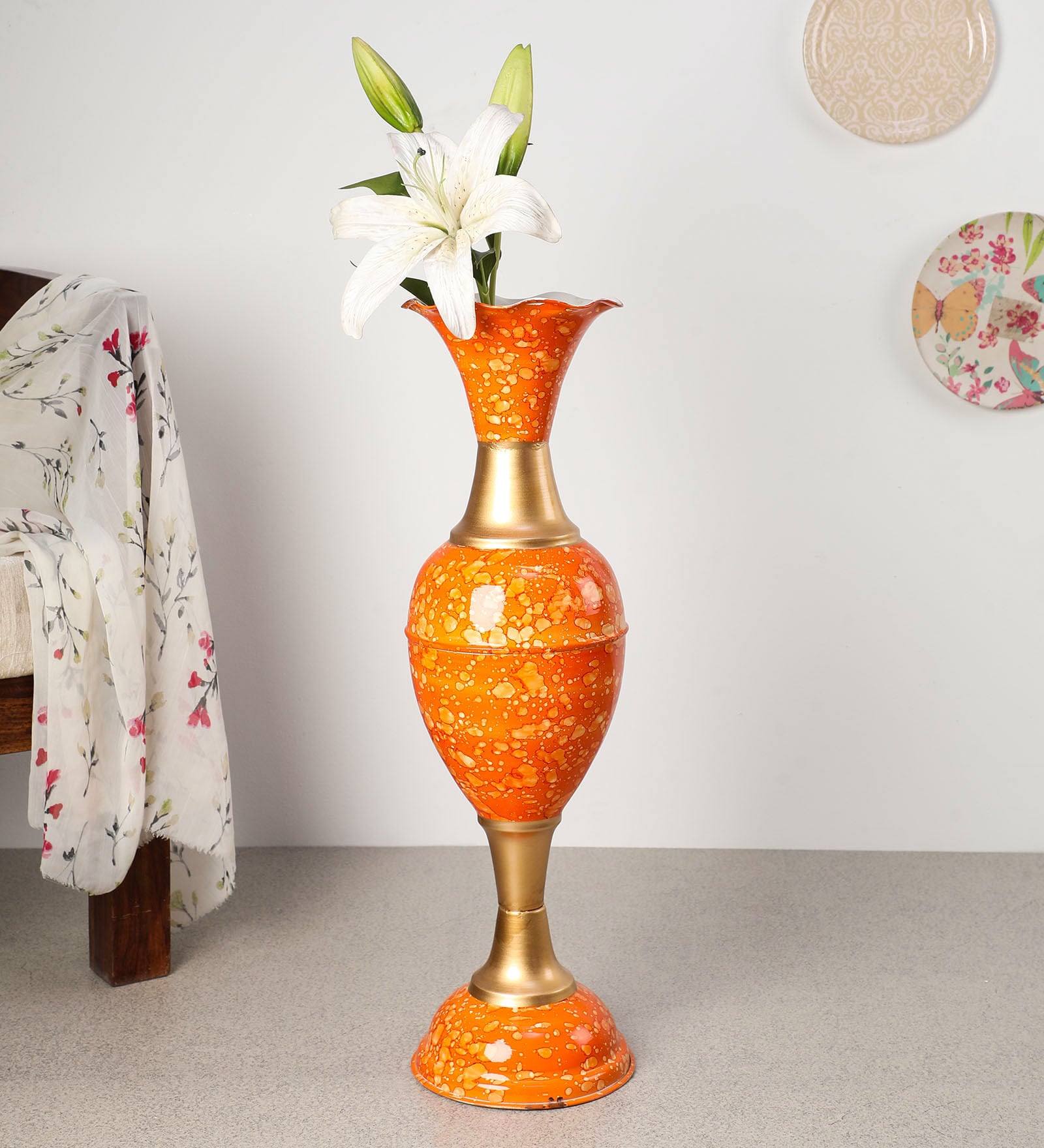 Buy Printed Black Flower Metal Vase by Ethnic Karigari Online ...