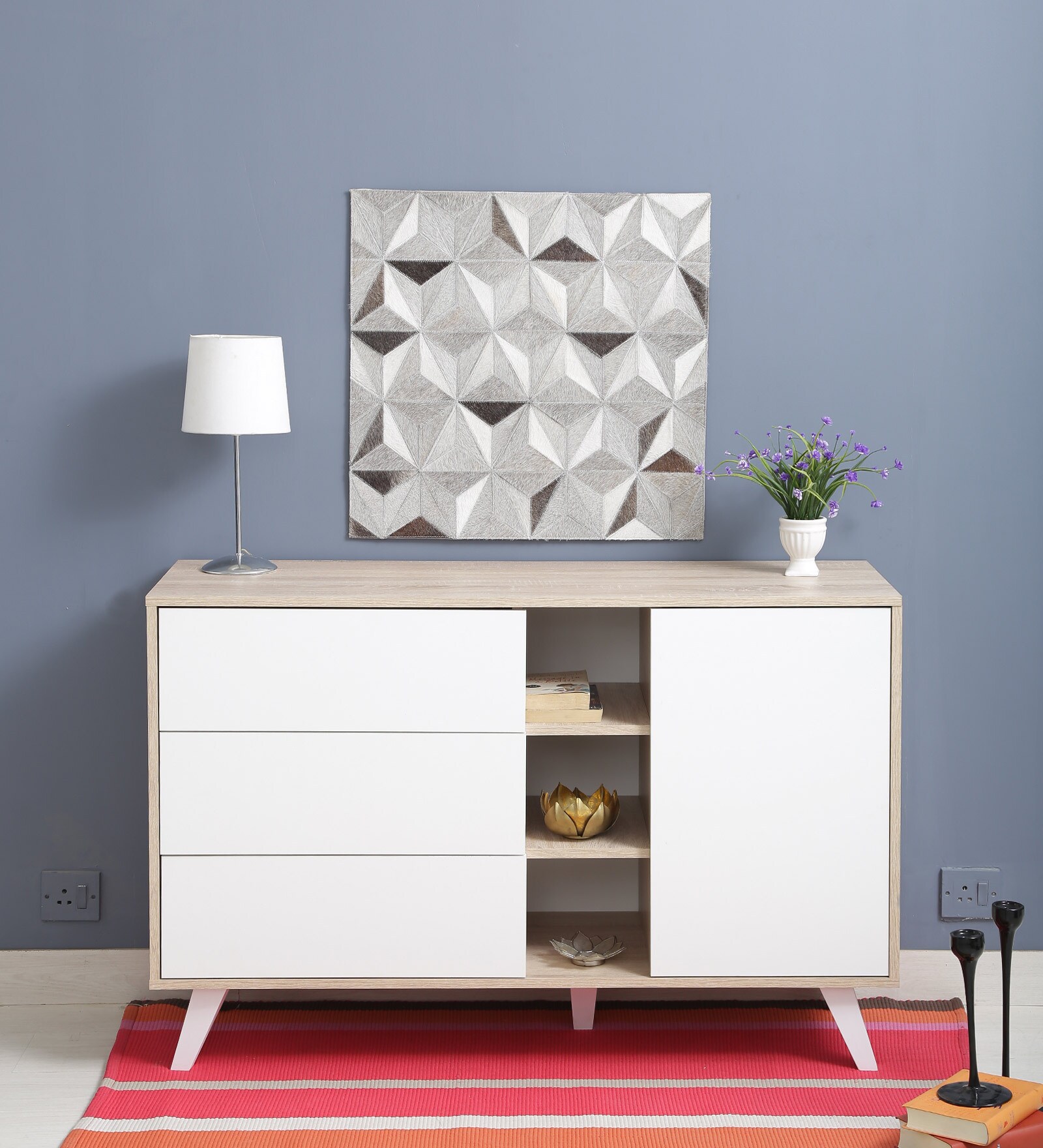 Buy Prism Storage Cabinet with 3 Drawers in Oak & White Finish at 14% ...