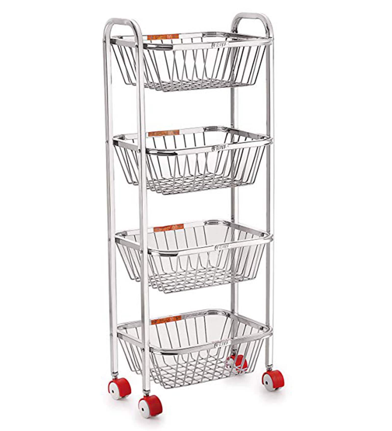 Buy 4 Tier Stainless Steel Kitchen Trolley By Priya Online - Kitchen ...