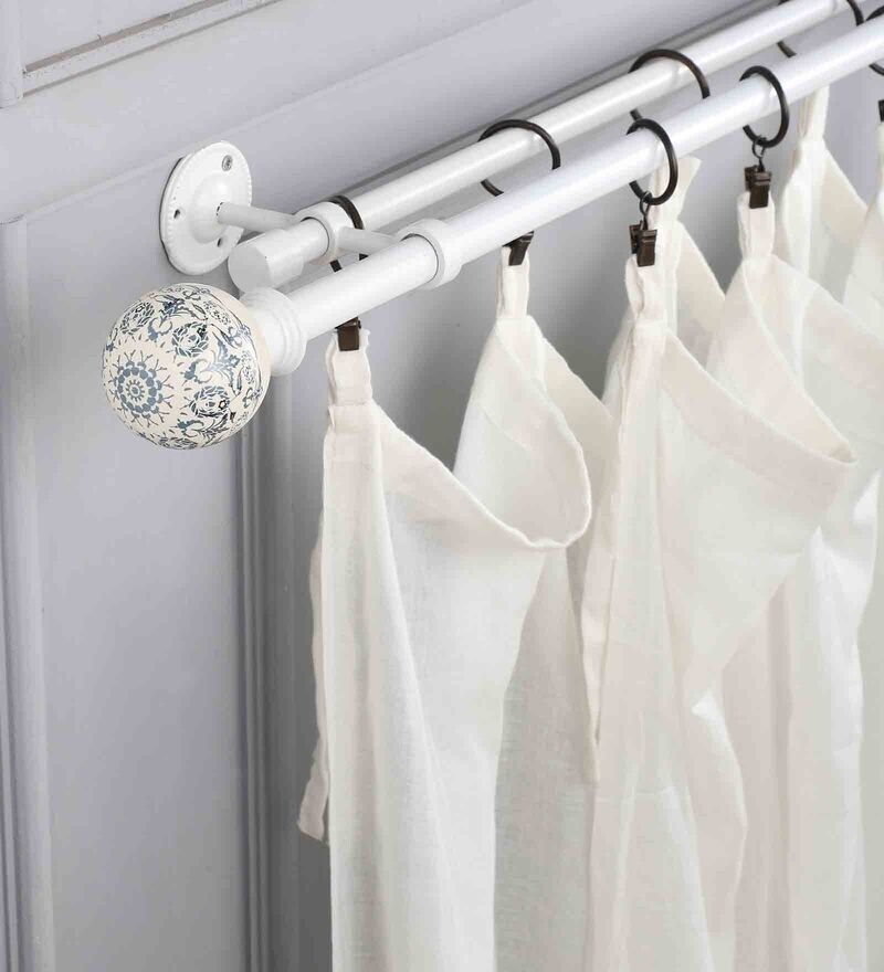 Buy Premium 19mm Iron Curtain Rod with Blue Ceramic Finial by ...