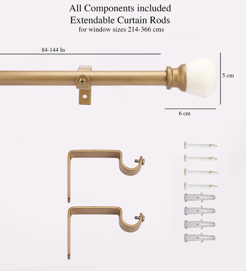 Buy Premium 19mm Iron Curtain Rod with Marble Finial by TheDecorMart ...