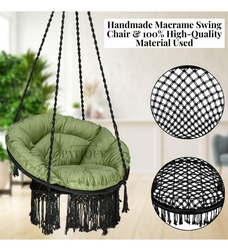 Buy Premium Single Seater Swing Chair With Cushion In Black Colour By ...