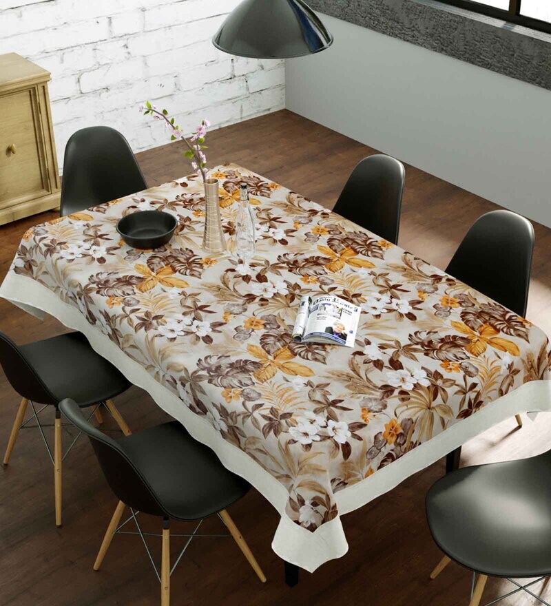 Buy Printed Beige PVC 90 X 60 Inch Table Cloth by Clasiko Online ...