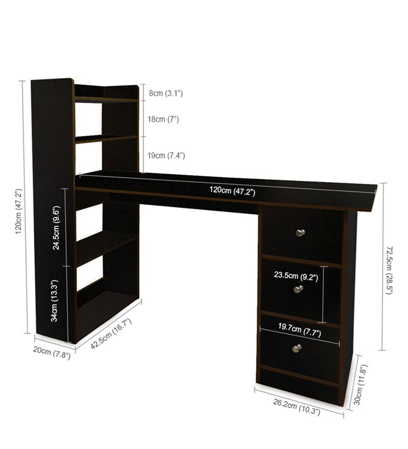 Buy Professor Writing Table in Oak Brown Finish Online - Modern Writing ...