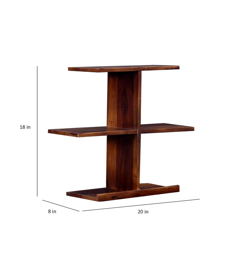 Buy Provincial Sheesham Wood Floating Wall Shelves in Brown Colour ...