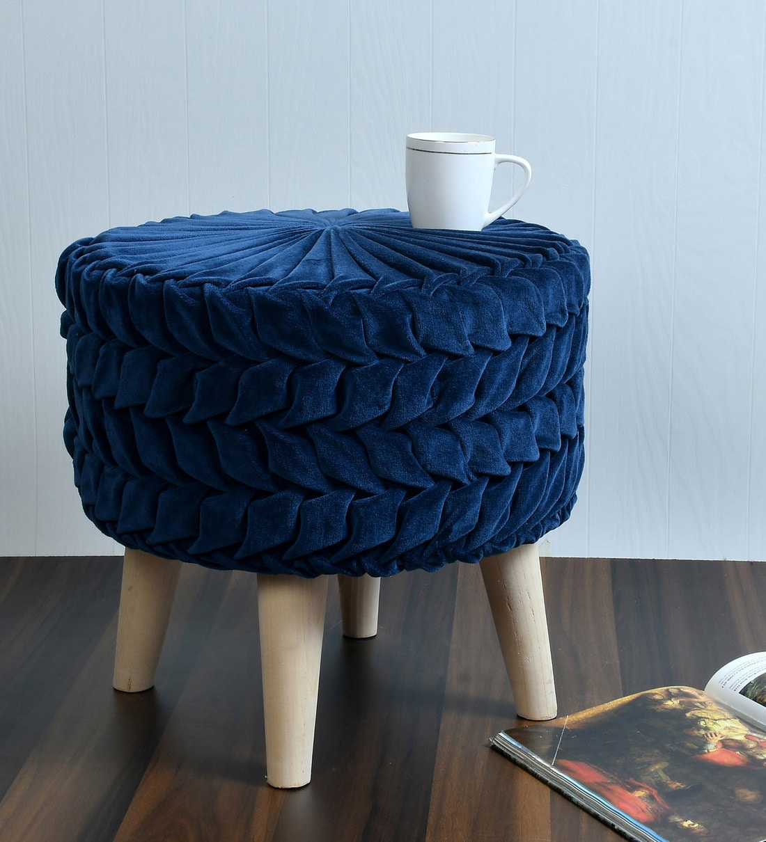 Buy Puffy Seating Stool In Blue Colour at 100% OFF by Sheen decor ...