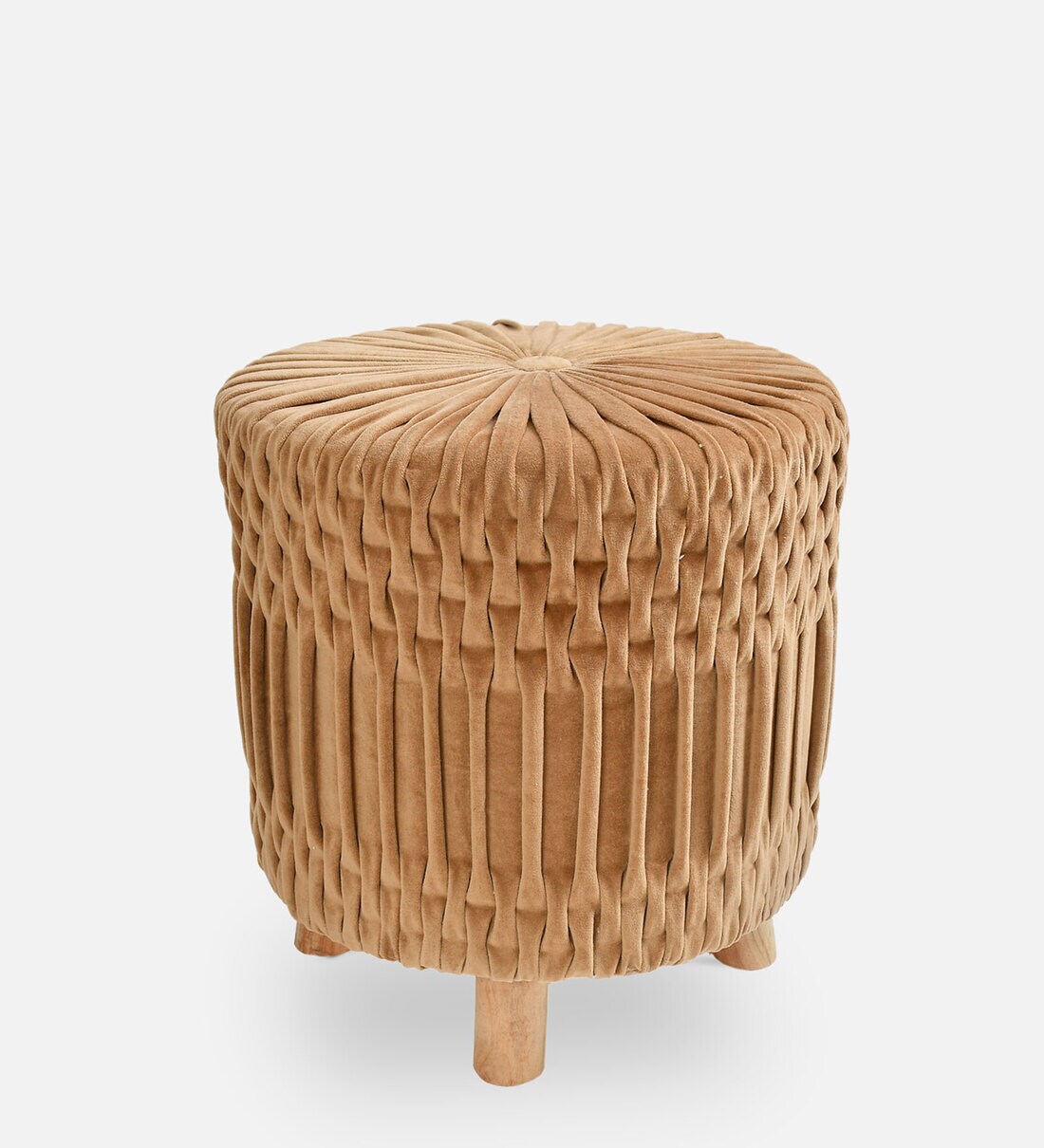 Buy Puffy Fabric Seating Stool in Brown Colour Online - Contemporary ...