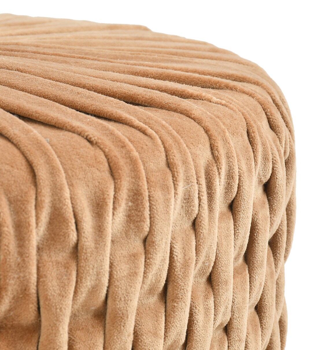 Buy Puffy Fabric Seating Stool in Brown Colour Online - Contemporary ...