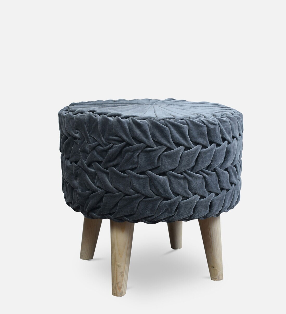 Buy Puffy Smoacking Fabric Seating Stool in Grey Colour Online ...