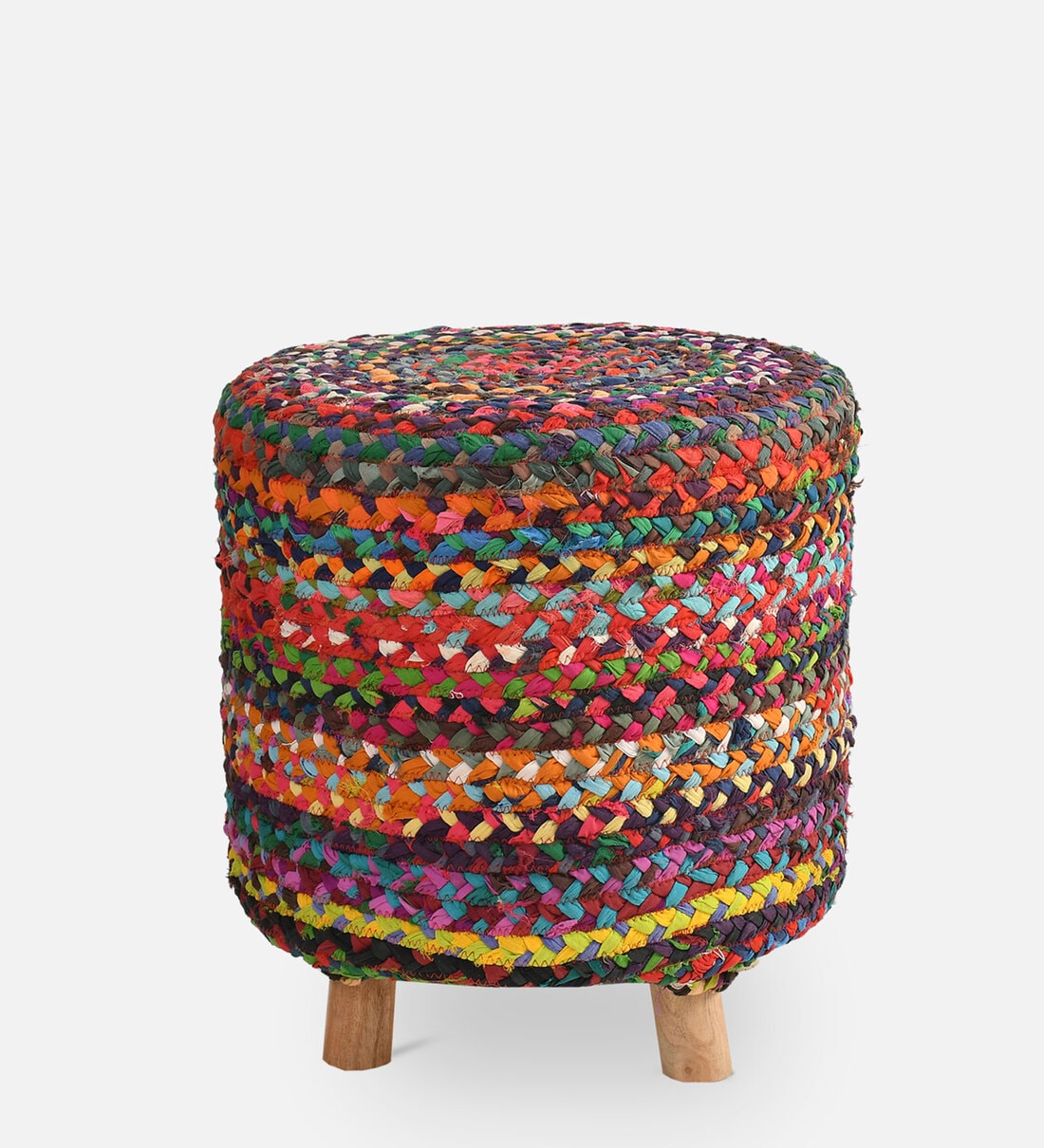Buy Puffy Fabric Seating Stool in Pink Multi Colour Online ...
